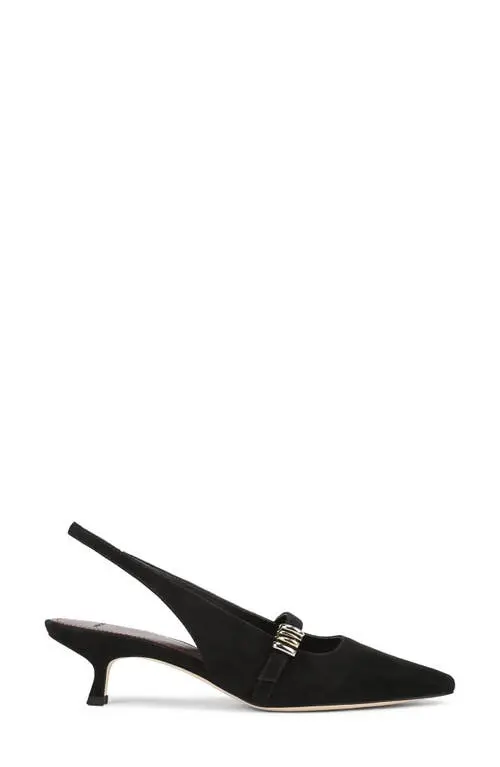 Vince Sonya Kitten Heel Pointed Toe Slingback Sandal - Black Suede