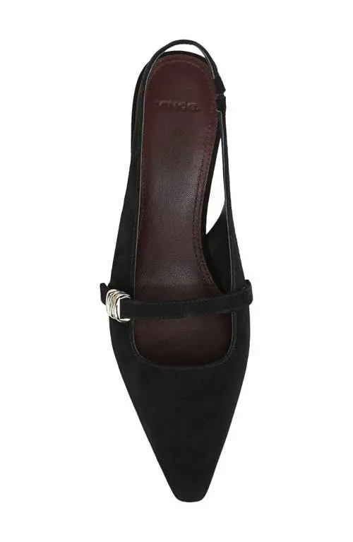 Vince Sonya Kitten Heel Pointed Toe Slingback Sandal - Black Suede