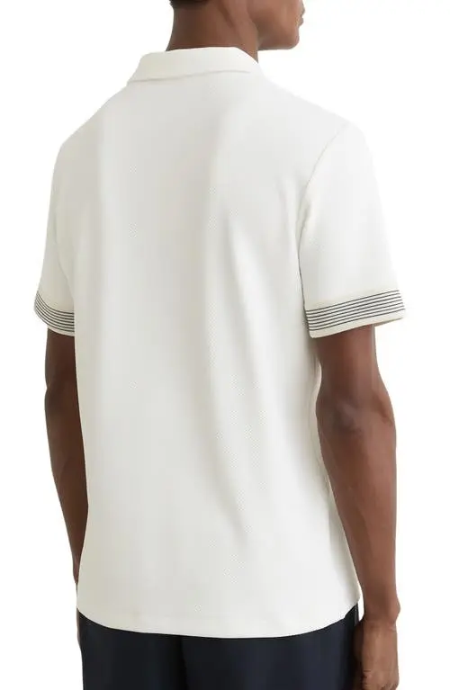REISS Bruno Quarter Zip Polo - White
