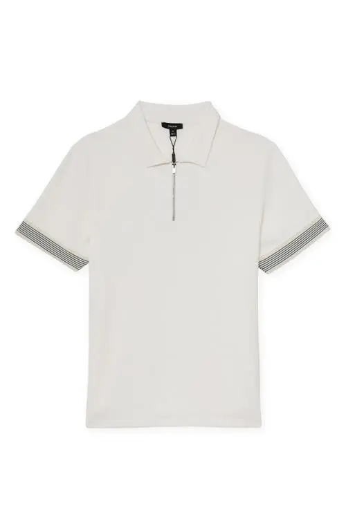 REISS Bruno Quarter Zip Polo - White