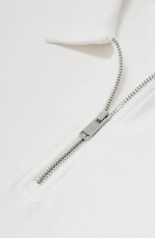 REISS Bruno Quarter Zip Polo - White
