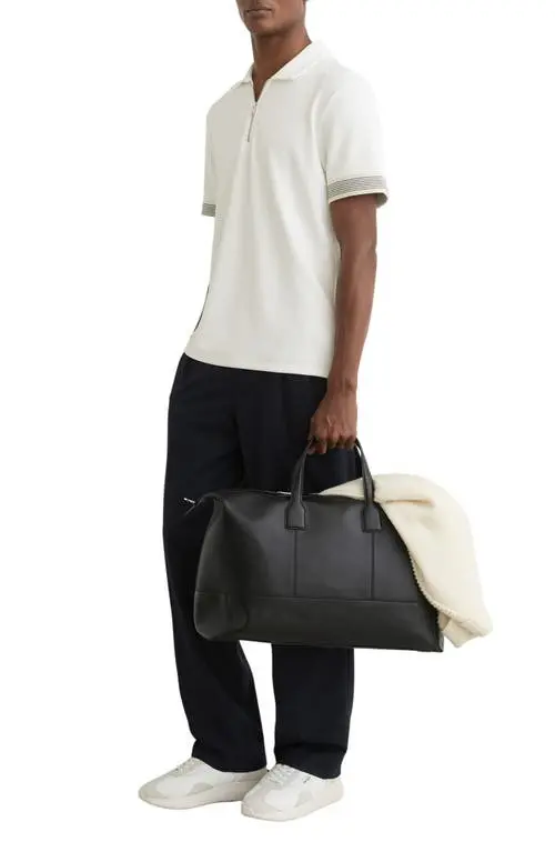 REISS Bruno Quarter Zip Polo - White