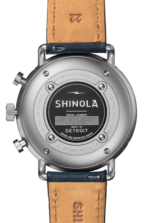 Shinola Canfield Sport Chronograph Leather Strap Watch