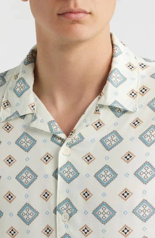 WAX LONDON Didcot Ornate Tile Print Camp Shirt