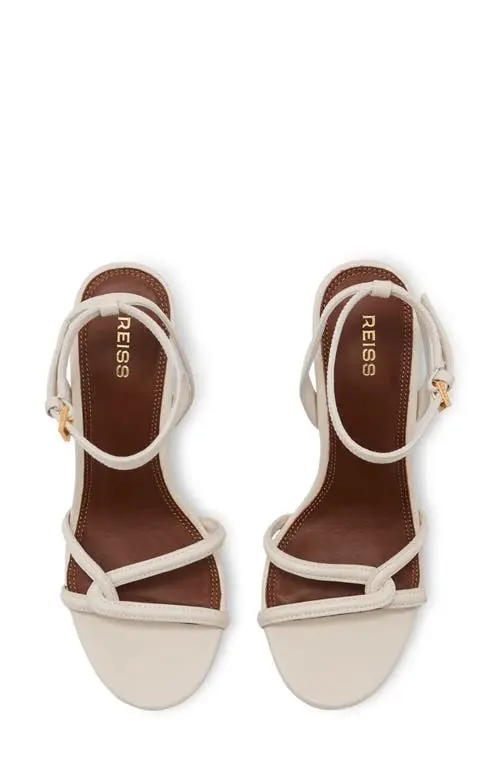 REISS Annabelle Suede Ankle Strap Stiletto Sandals - White
