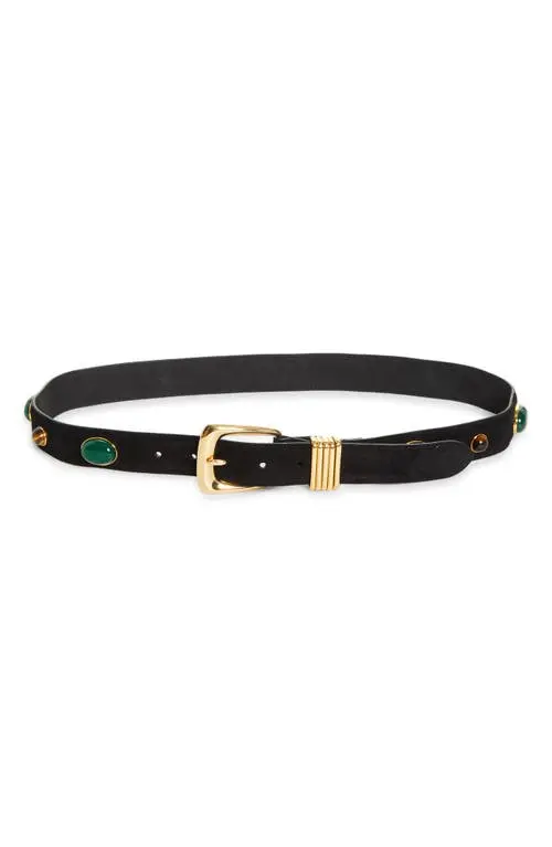 Veronica Beard Embellished Leather Arc Belt - Black