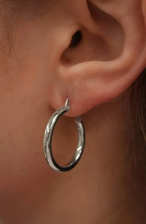 Argento Vivo Hoop Earrings With Clip Top Closure - Silver