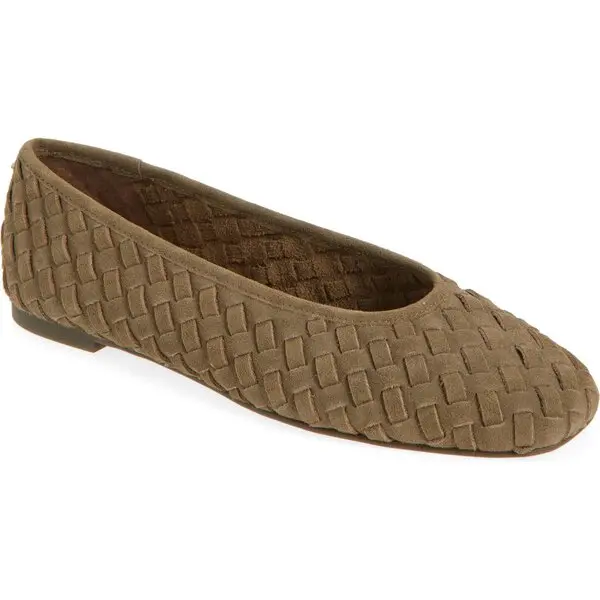Dolce Vita Mycah Woven Leather Flats - Olive Woven Suede
