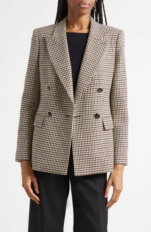 REISS Solene Houndstooth Check Wool Blend Jacket