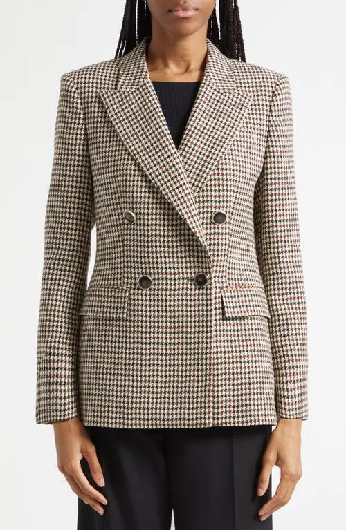 REISS Solene Houndstooth Check Wool Blend Jacket