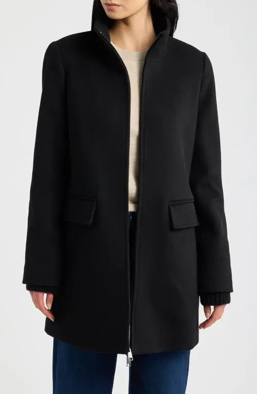 Vince Stand Collar Wool & Cashmere Blend Coat - Black