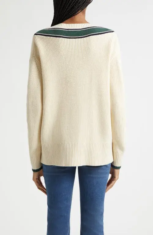 Veronica Beard Jovren Contrast Detail V-neck Sweater
