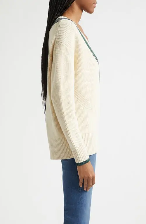 Veronica Beard Jovren Contrast Detail V-neck Sweater
