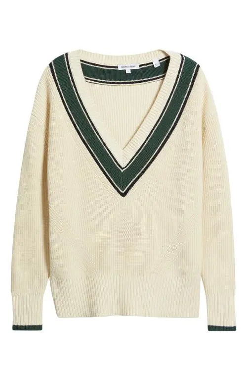 Veronica Beard Jovren Contrast Detail V-neck Sweater