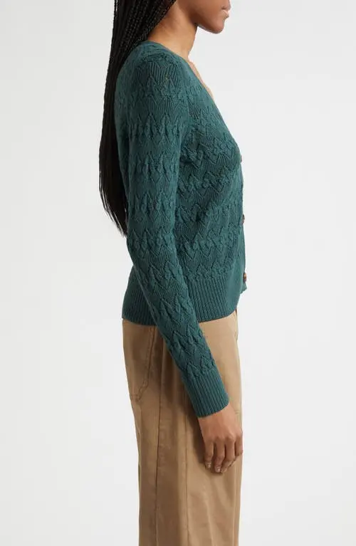 Veronica Beard Elysia Pointelle Cotton & Cashmere Cardigan