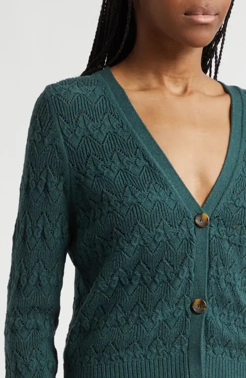 Veronica Beard Elysia Pointelle Cotton & Cashmere Cardigan