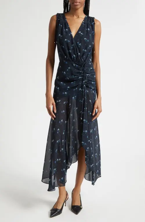 Veronica Beard Dovima Floral Sleeveless Asymmetric Maxi Dress - Black Multi