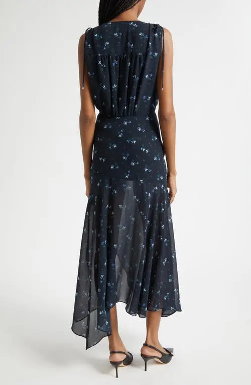 Veronica Beard Dovima Floral Sleeveless Asymmetric Maxi Dress