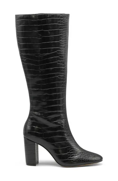 CHARLES DAVID Bart Knee High Boots - Black Croc