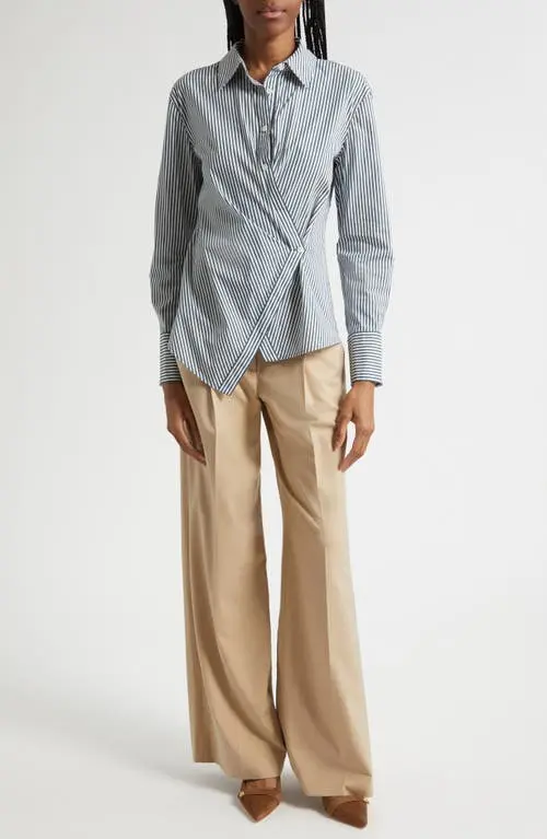 Veronica Beard Perezzi Stripe Asymmetric Button-up Shirt