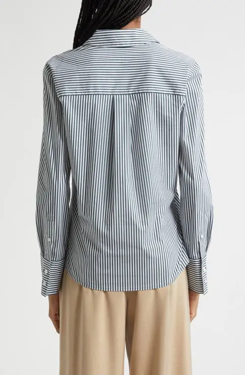 Veronica Beard Perezzi Stripe Asymmetric Button-up Shirt