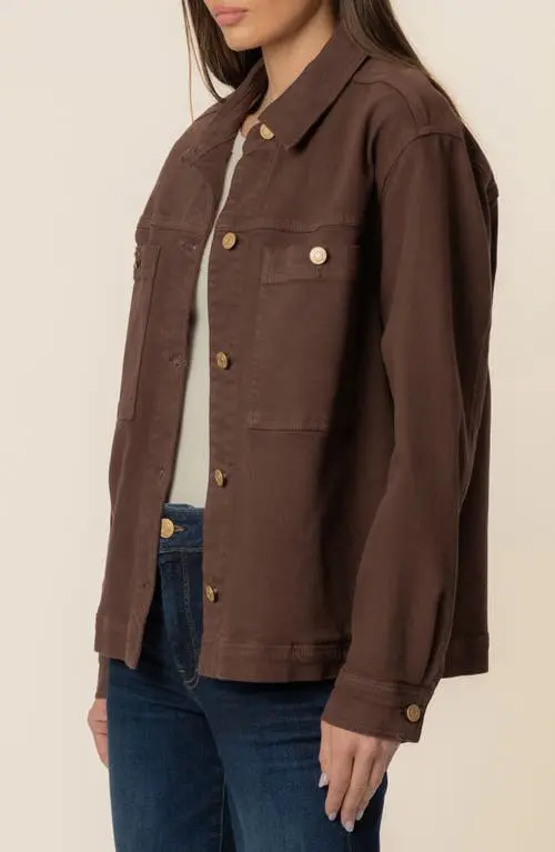 Kut From The Kloth Barb Stretch Cotton Shirt Jacket - Chocolate