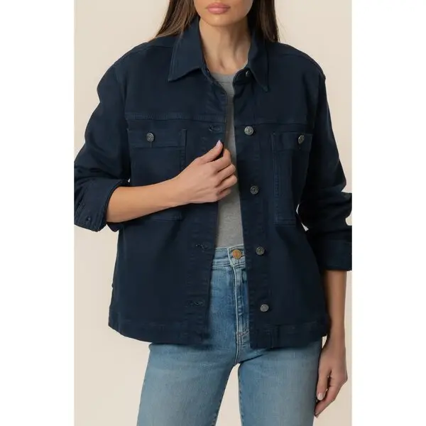 Kut From The Kloth Barb Stretch Cotton Shirt Jacket - Navy