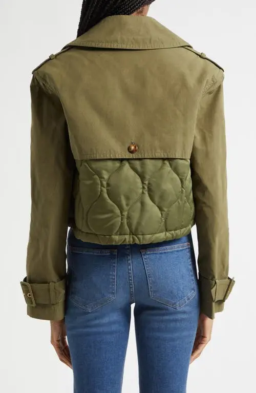 Veronica Beard Harris Crop Mixed Media Double Breasted Jacket
