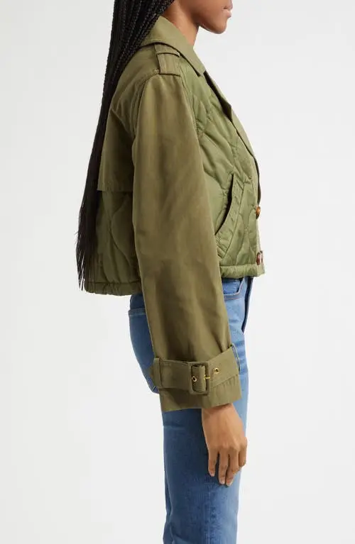 Veronica Beard Harris Crop Mixed Media Double Breasted Jacket