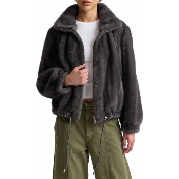 Avec Les Filles Crop Faux Fur Jacket