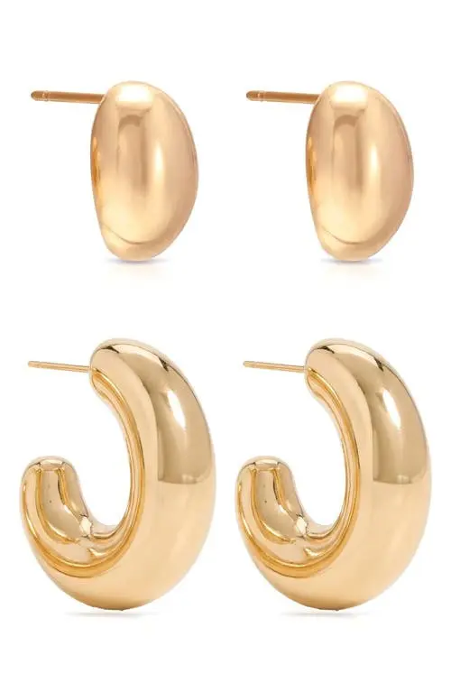 Ettika Set Of Two Pairs Of Thick Dome Hoop And Stud Earrings In Plated