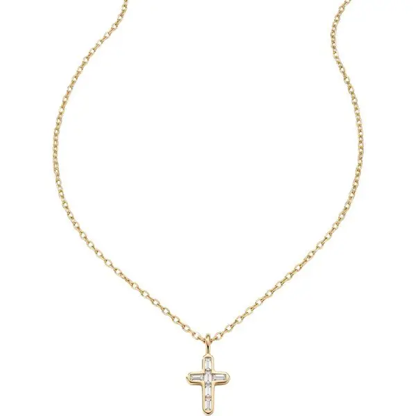 Argento Vivo Baguette Cross Necklace - Gold