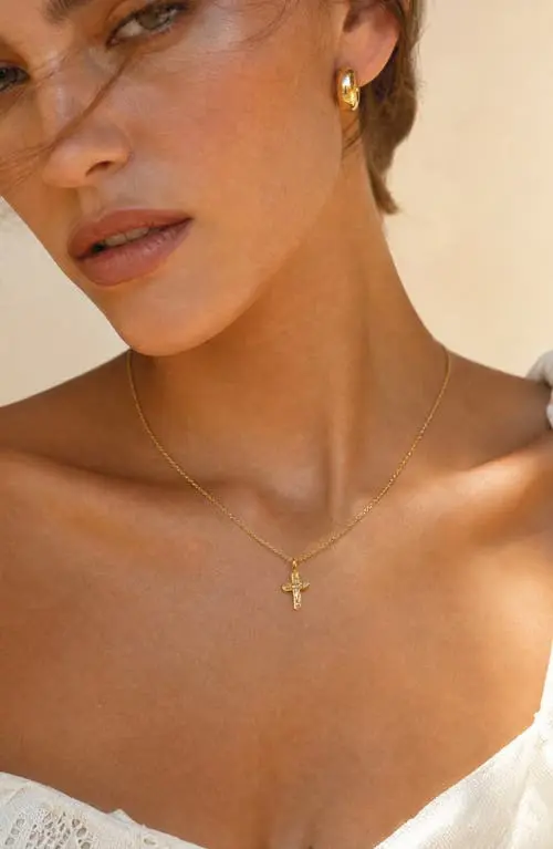 Argento Vivo Baguette Cross Necklace