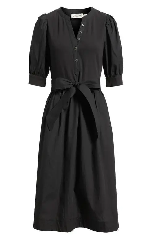 Eliza J Twofer Mixed Media Belted Midi Dress