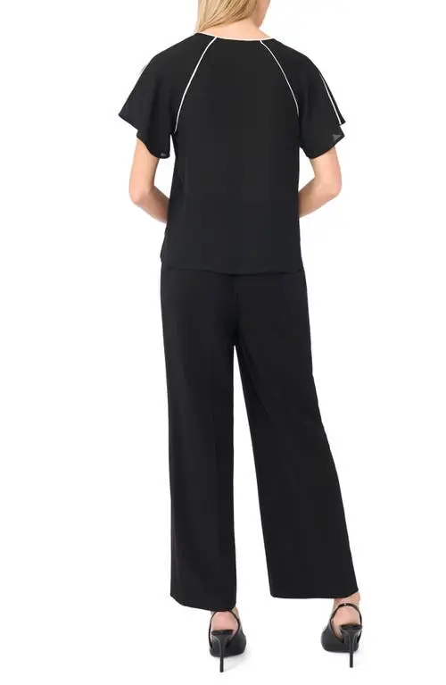 Vince Camuto Piped Flutter Sleeve Top