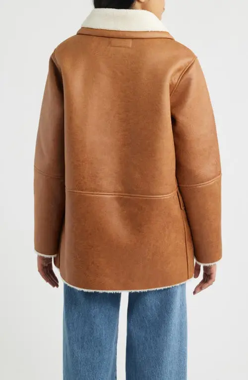 Bernardo Double Breasted Faux Shearling Coat