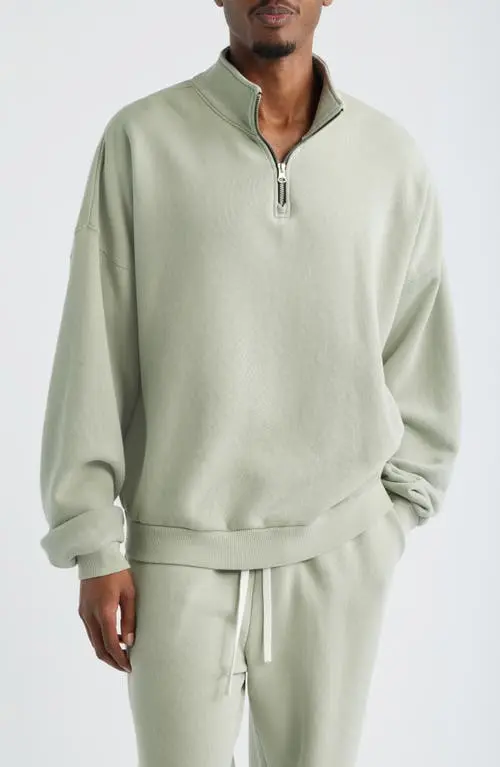 ELWOOD Organic Cotton Quarter Zip Pullover - Sage