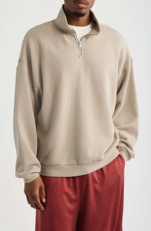 ELWOOD Organic Cotton Quarter Zip Pullover - Tan