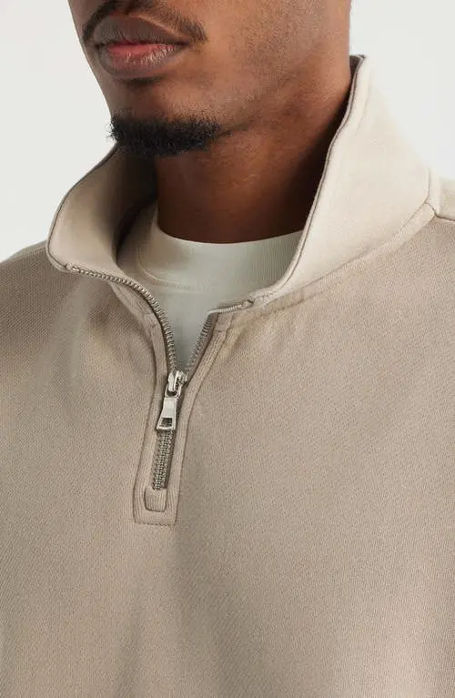 ELWOOD Organic Cotton Quarter Zip Pullover - Tan