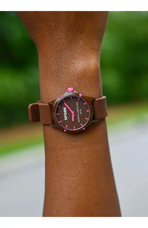 SPGBK WATCHES Chocolate Raspberry Silicone Strap Watch