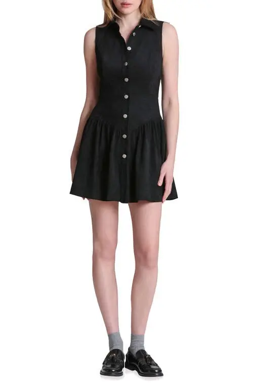 Avec Les Filles Sleeveless Faux Suede Minidress - Black