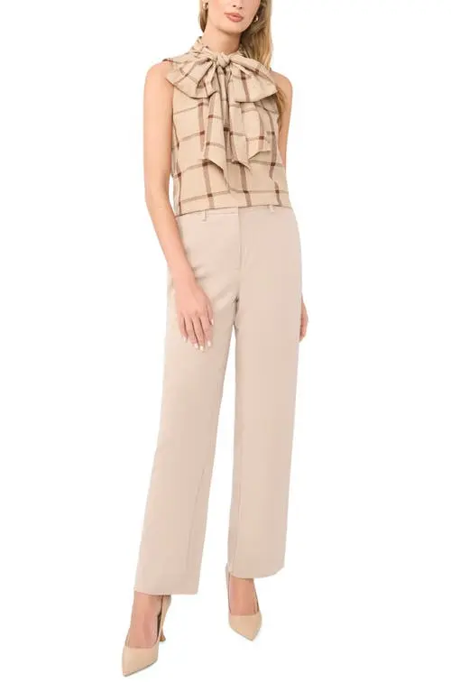 Vince Camuto Check Tie Neck Sleeveless Top