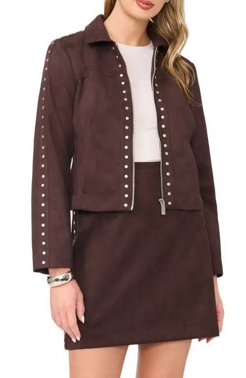 Vince Camuto Studded Faux Suede Trucker Jacket