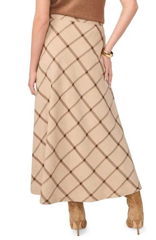 Vince Camuto Windowpane Plaid Bias Cut Maxi Skirt