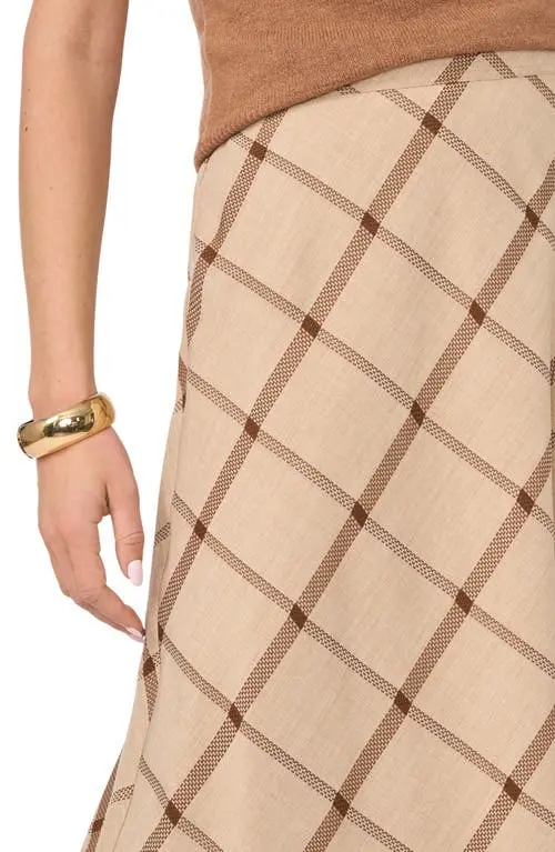 Vince Camuto Windowpane Plaid Bias Cut Maxi Skirt