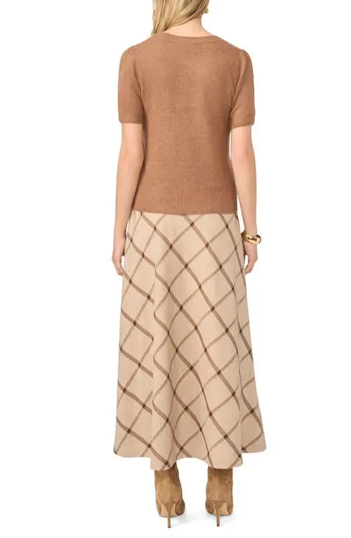 Vince Camuto Windowpane Plaid Bias Cut Maxi Skirt