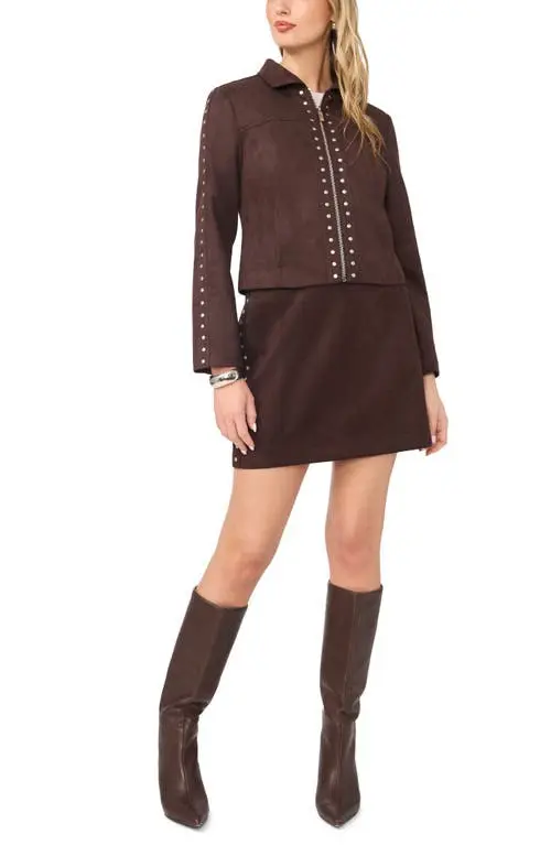 Vince Camuto Studded Faux Suede Miniskirt