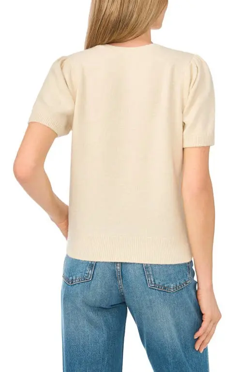 CECE DUPRAZ Short Sleeve Pointelle Sweater - Birch