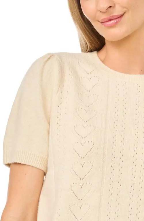 CECE DUPRAZ Short Sleeve Pointelle Sweater - Birch