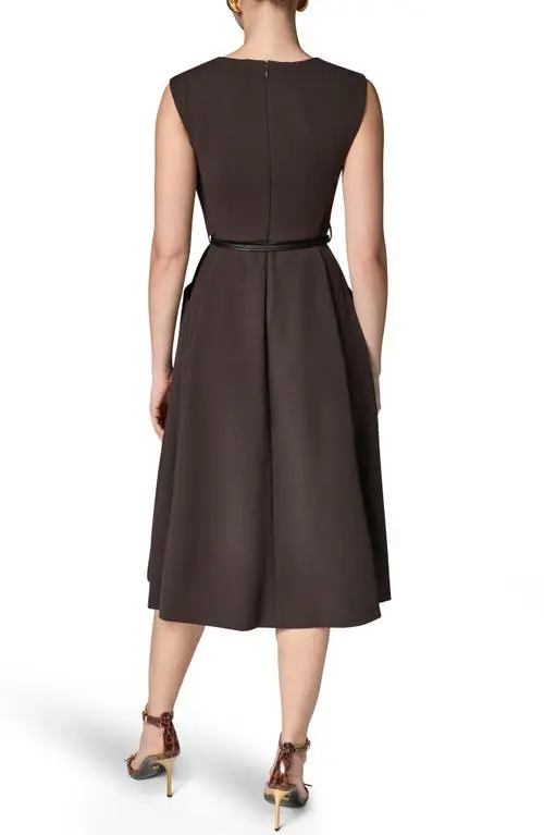 Donna Karan New York Belted Asymmetric Neck Draped Dress